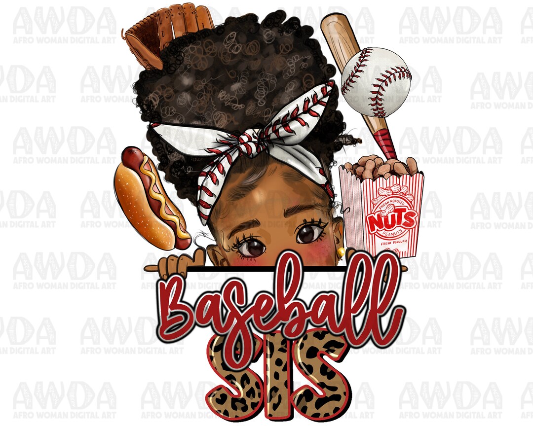 Baseball Sis Black Peekaboo Girl Png Sublimation Design Download, Afro ...