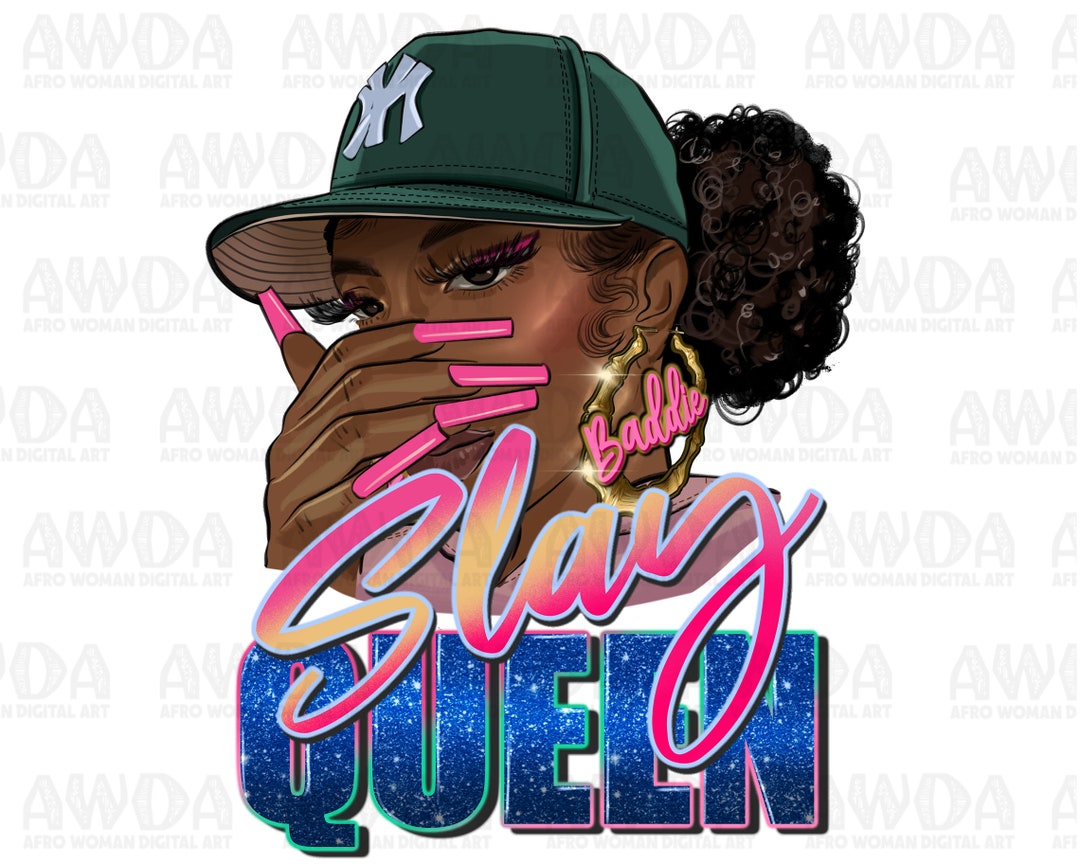 Slay Queen Black Woman Colorful Png Sublimation Design Download, Afro ...