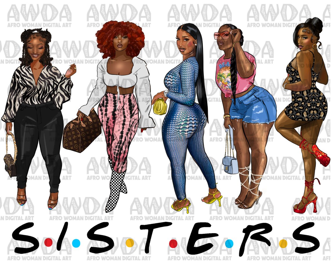 Sisters Black Woman Png Sublimation Design Download, Black Woman Png ...