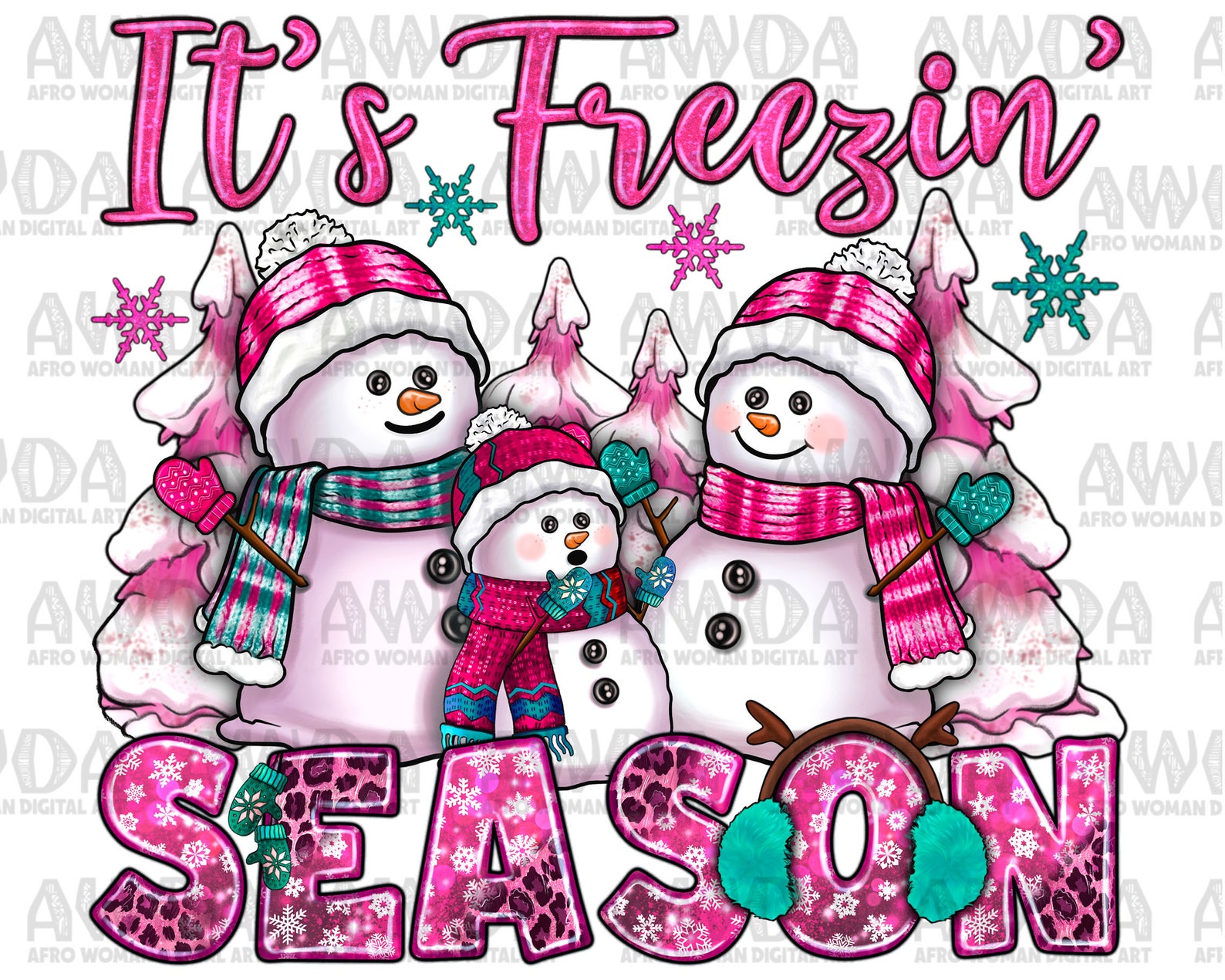 Pink It's Freezin' Season Png Sublimation Design Download, Winter ...