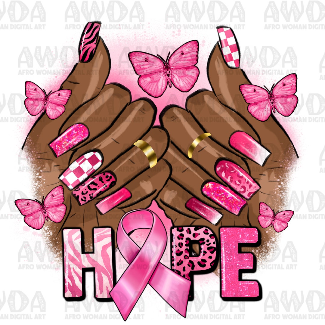 Breast Cancer Hope Nails Png Sublimation Design Download, Nail Art Png ...