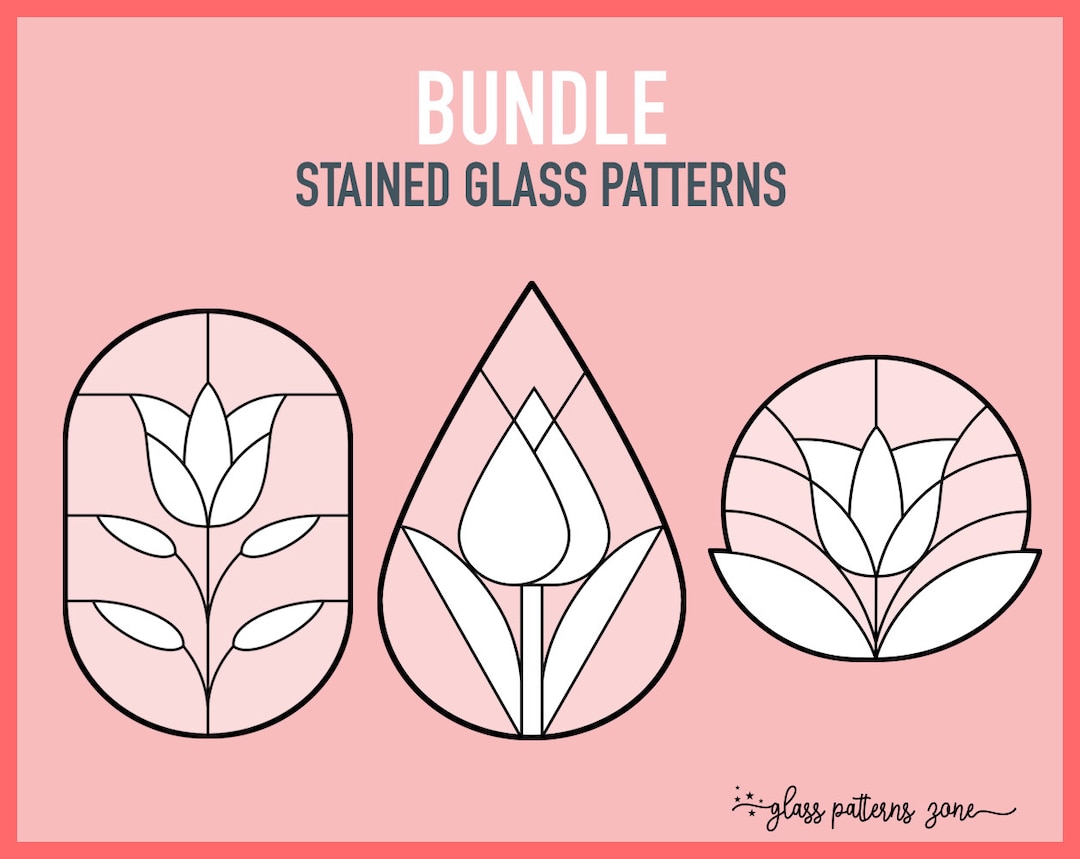 Bundle TULIPS, Stained Glass Pattern, Stained Glass Patterns, DIY ...