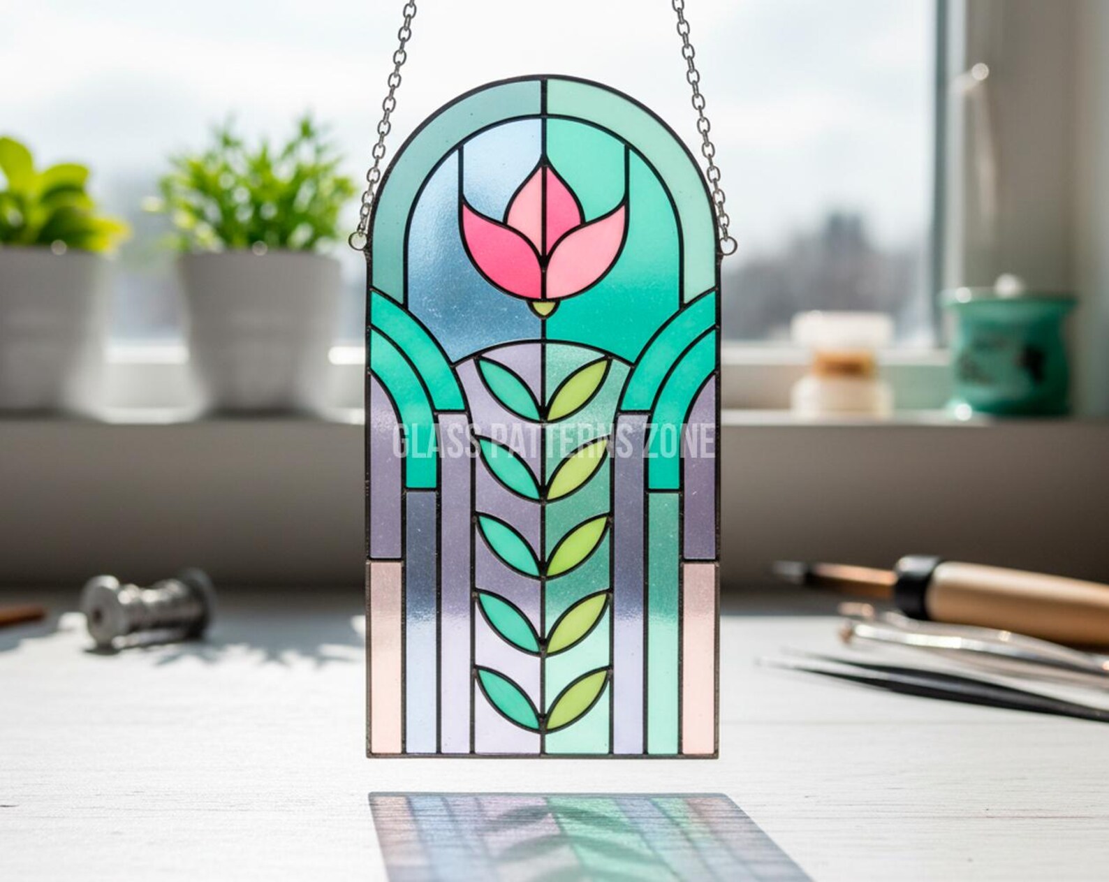 Flower Stained Glass Pattern: DIY Floral Design (PDF Pattern) - Etsy