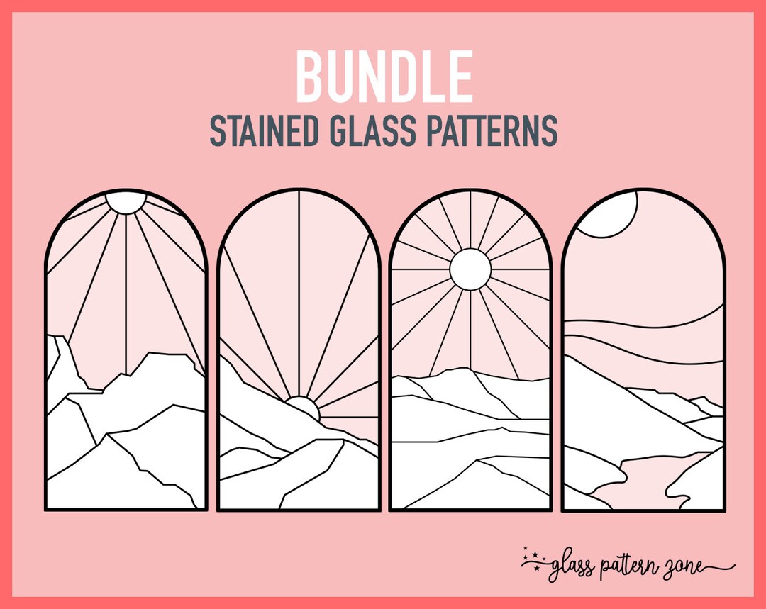 Landscape Stained Glass Pattern Stained Glass Patterns DIY - Etsy UK