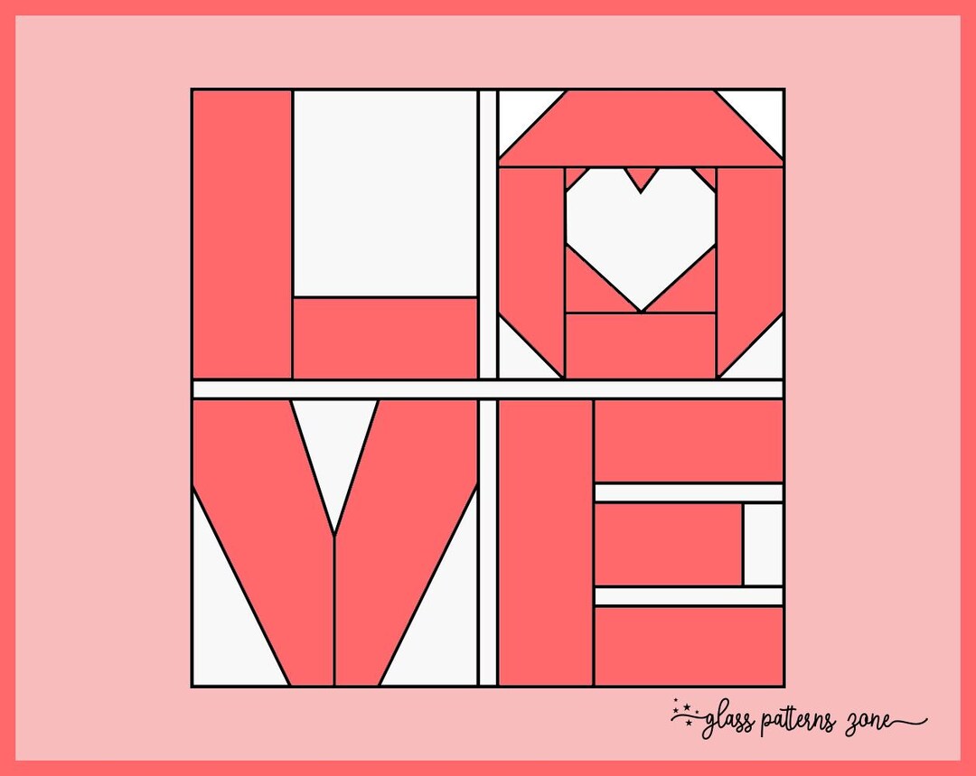 LOVE, Stained Glass Pattern, Stained Glass Patterns, DIY Stained Glass ...