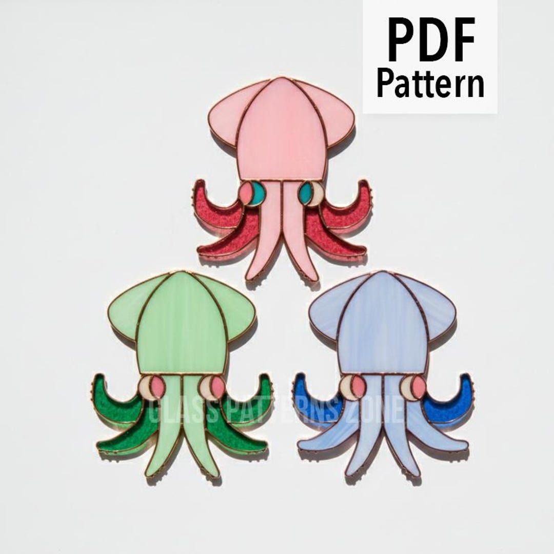 Squid Stained Glass Pattern: DIY Sea Art (PDF Pattern) - Etsy