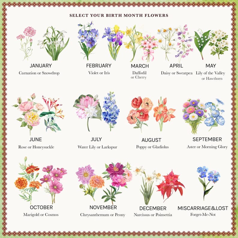 Personalized Birth Month Flower Bouquet — Printed & Shipped | Custom ...