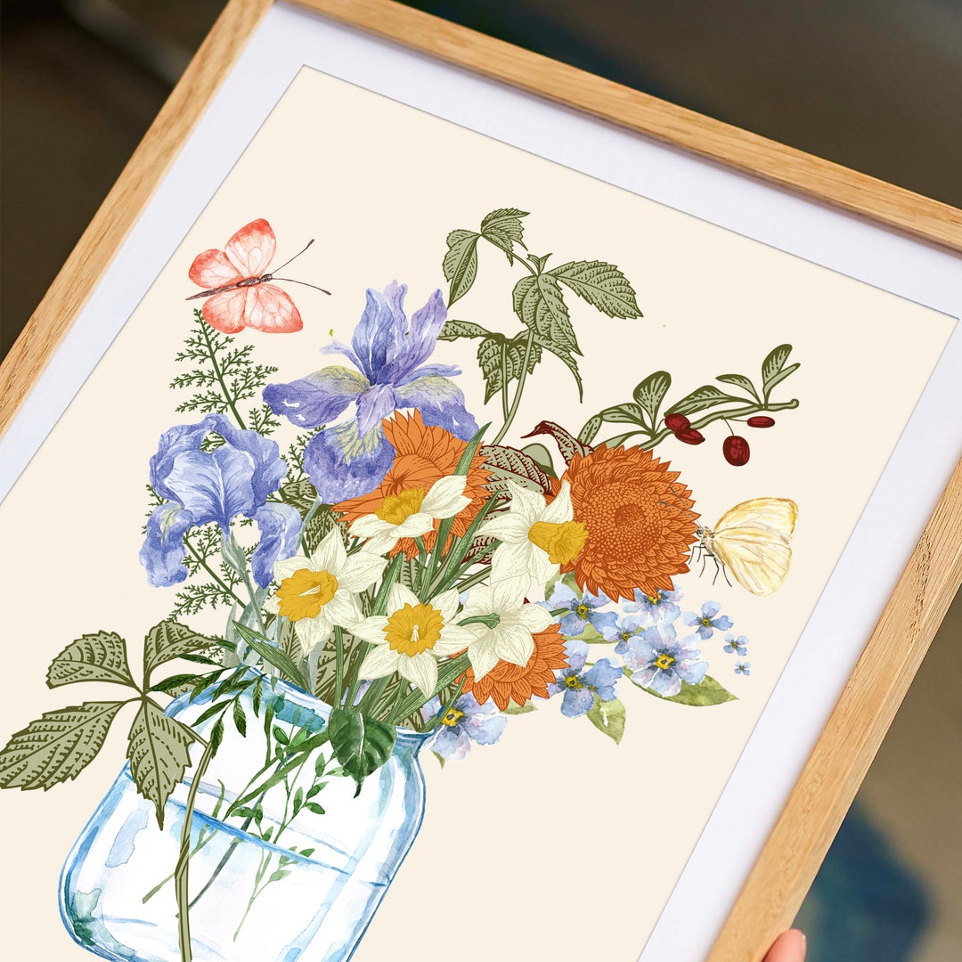 Custom Birth Month Flower Print Wall Art Custom Birth Month - Etsy