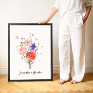 Birth Flower Bouquet Grandma Gift Personalized Gifts for Grandma Birth ...
