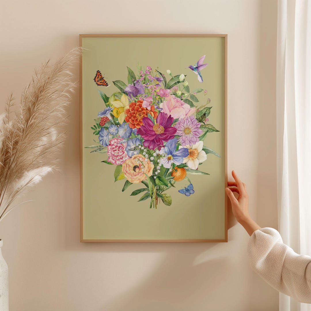 Personalized Birth Flower Bouquet Print: Custom Family Gift (digital ...