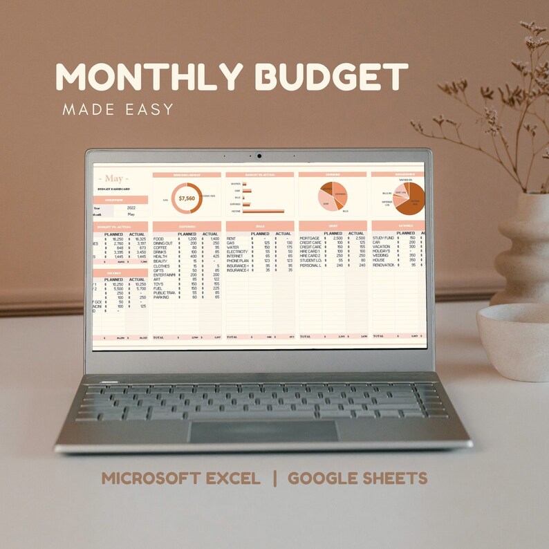 Monthly Budget Spreadsheet Template | Excel Budget Spreadsheet | Budget ...