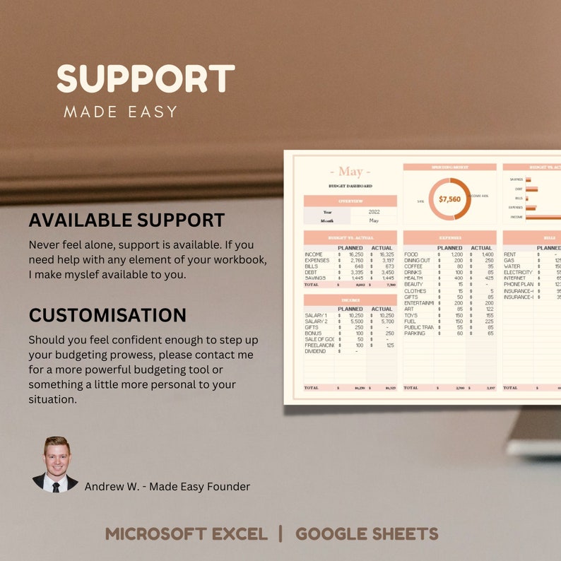 Monthly Budget Spreadsheet Template | Excel Budget Spreadsheet | Budget ...