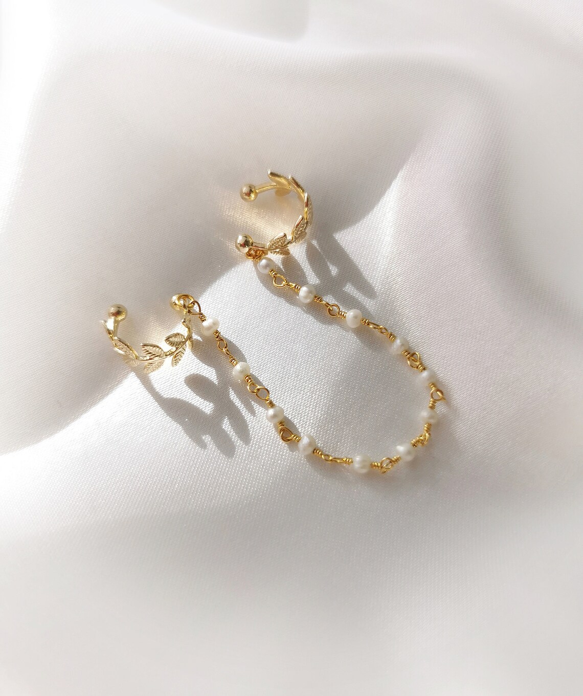Gold Pearl Ear Cuff, Baroque Pearl Earrings, Ear Crawler Statement Ear ...