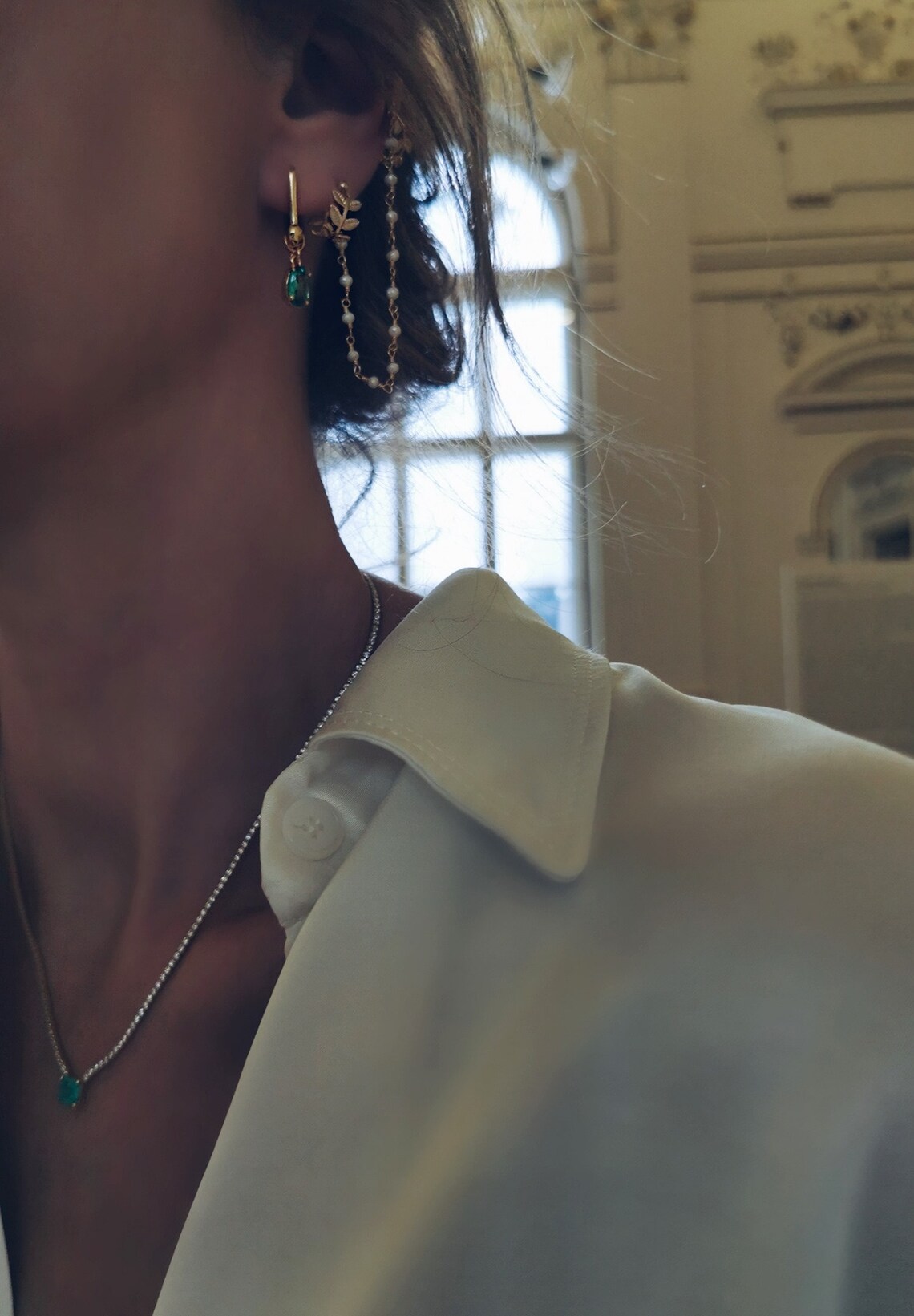 Gold Pearl Ear Cuff, Baroque Pearl Earrings, Ear Crawler Statement Ear Cuff, Pearl Ear Climbers ...