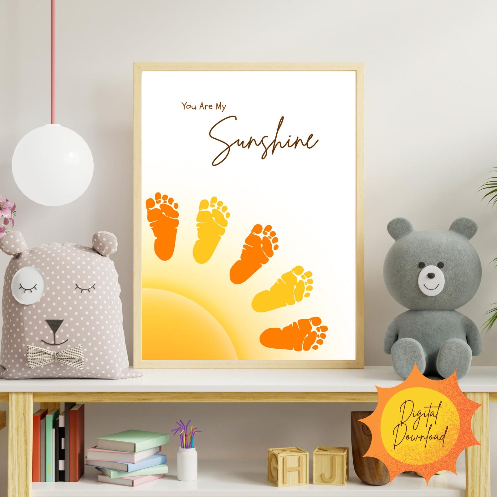 Summer Baby Footprint Art - Sunshine Baby Feet Keepsake - DIY Baby Foot ...