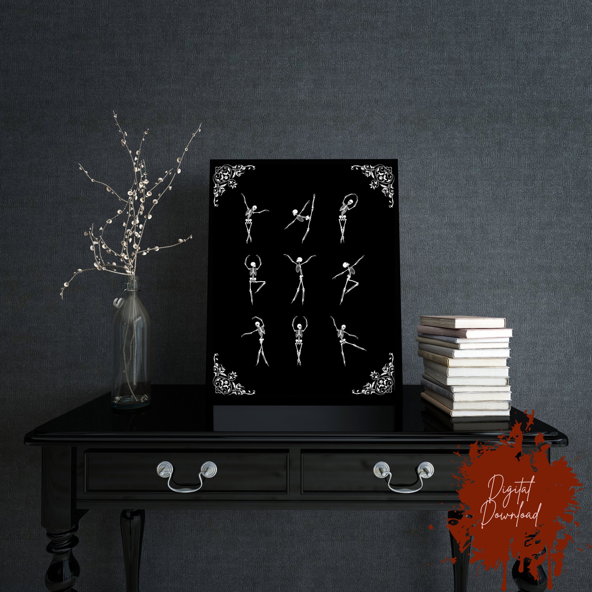 Skeleton Ballerina Wall Art - Cute Halloween Decor - Samhain Decor ...