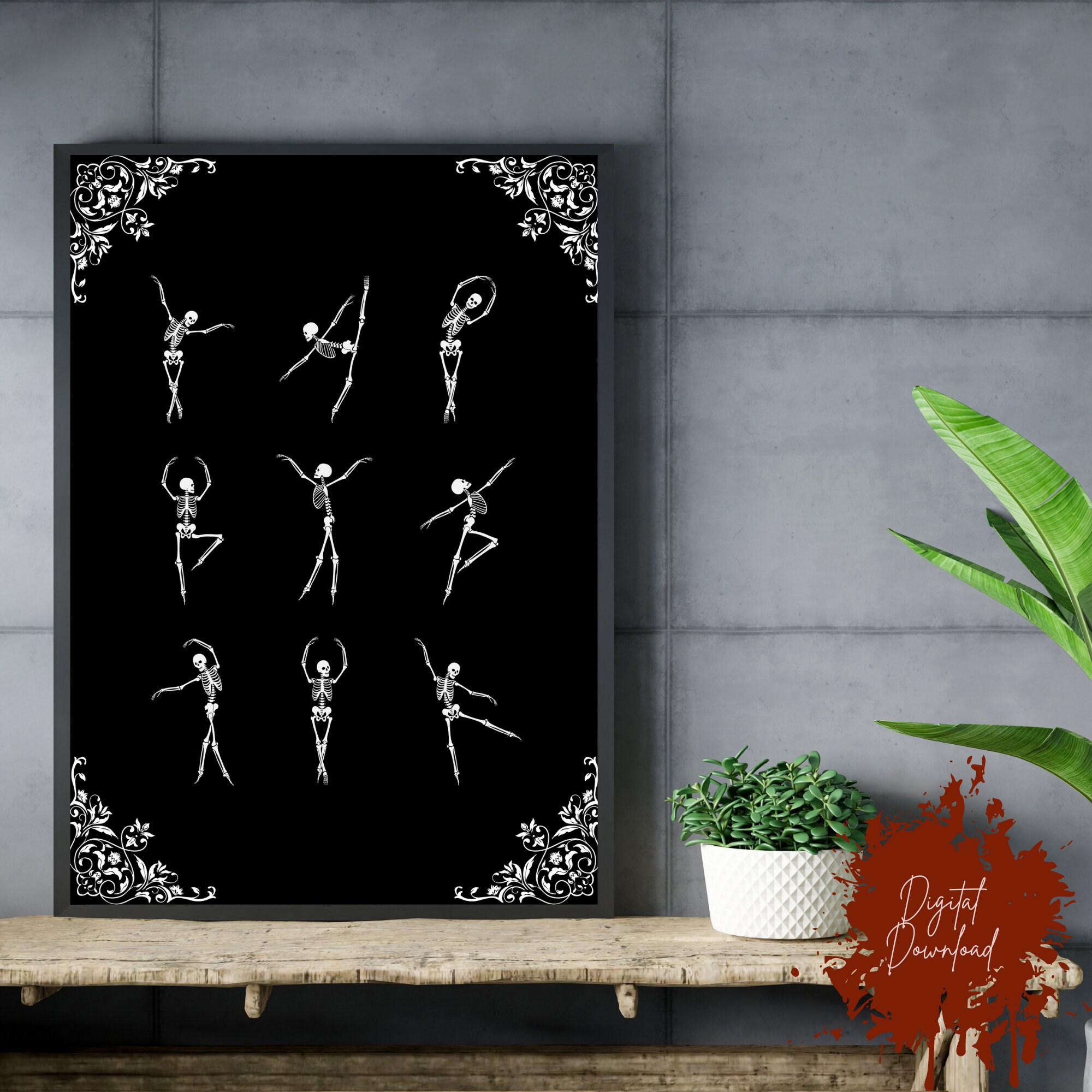 Skeleton Ballerina Wall Art - Cute Halloween Decor - Samhain Decor ...