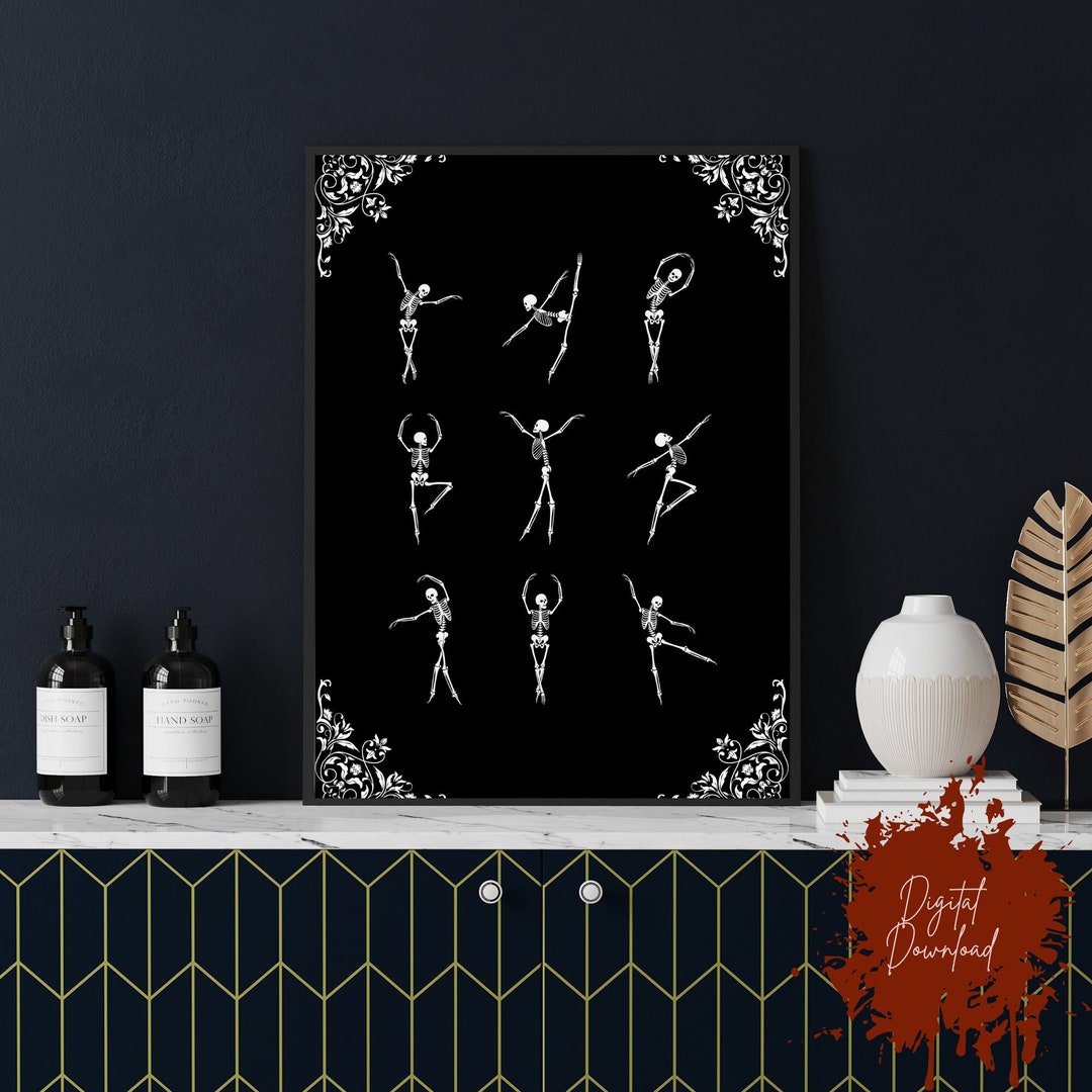 Skeleton Ballerina Wall Art - Cute Halloween Decor - Samhain Decor ...