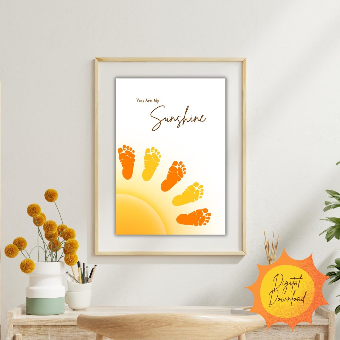 Summer Baby Footprint Art - Sunshine Baby Feet Keepsake - DIY Baby Foot ...