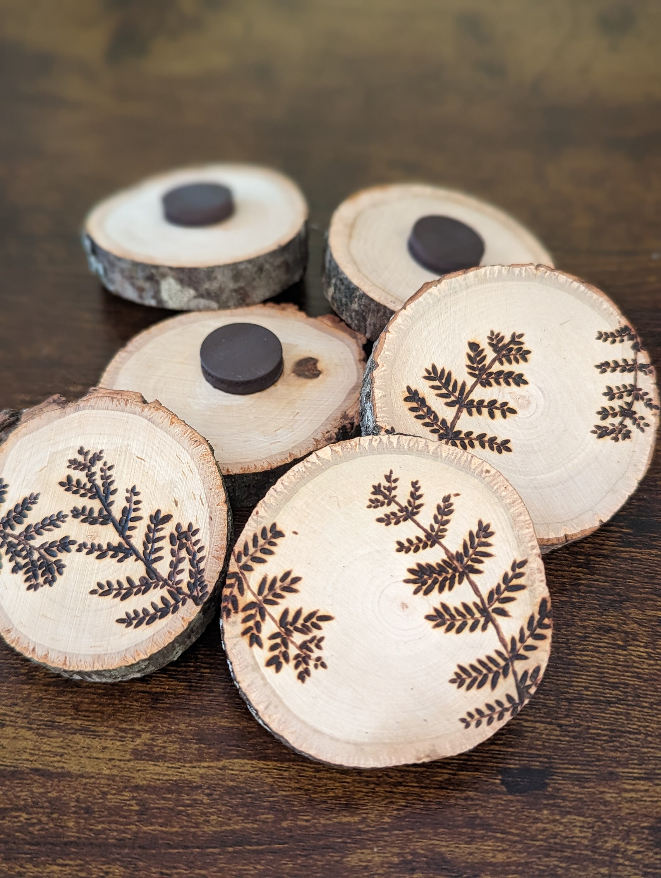Natural Cottagecore Wood Magnet - Botanical Wildflower Floral Mushroom ...