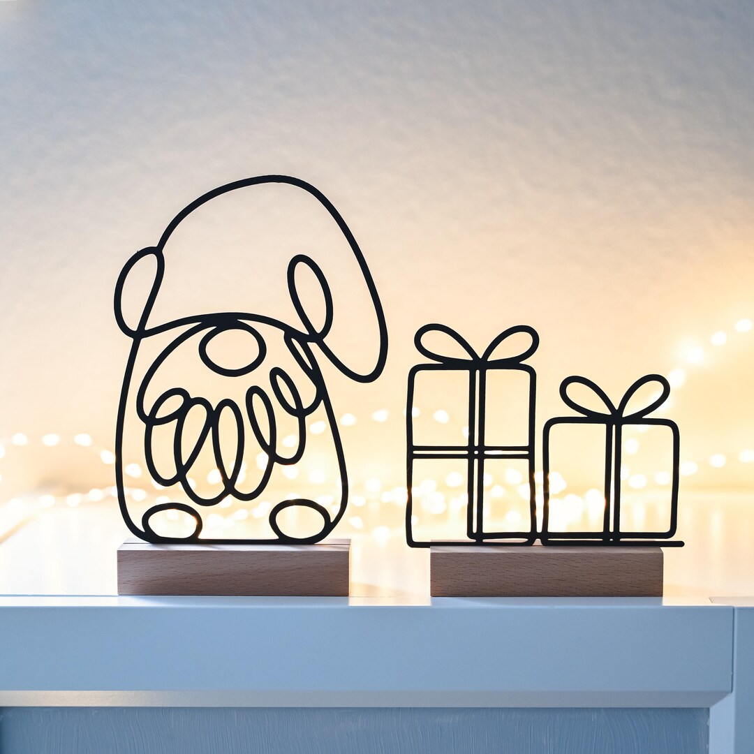 Christmas Gnome Decorations | Line Art Decorations | Freestanding ...