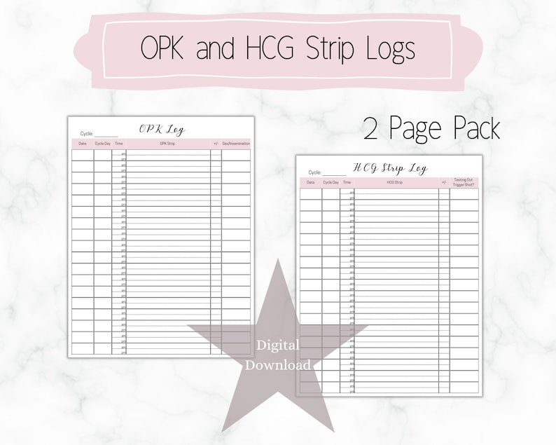 OPK Log, Ovulation Tracker, HCG Strip Log, Pregnancy Test Tracker, IVF ...