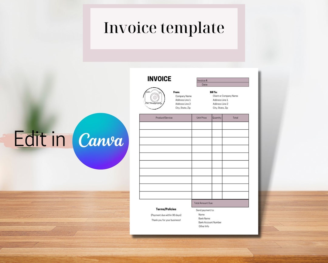 Modèle de facture, modèle de facture commerciale, modèle Canva ...