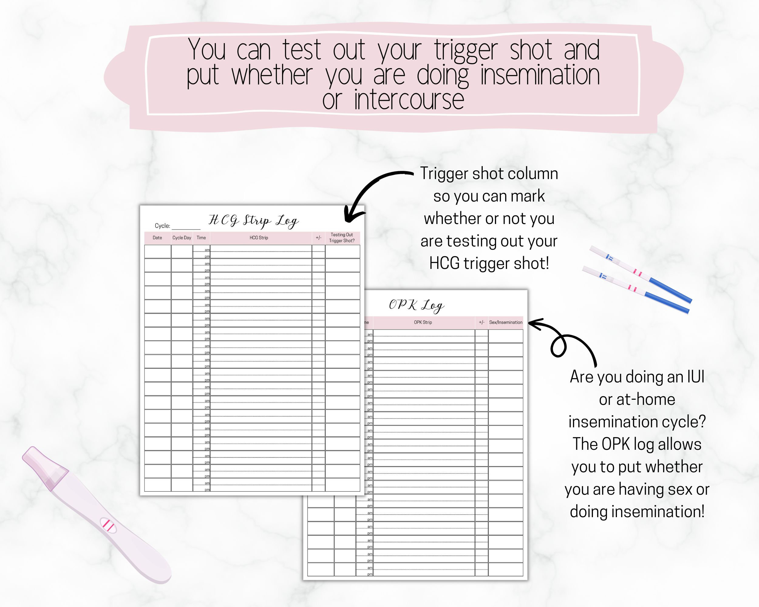 OPK Log, Ovulation Tracker, HCG Strip Log, Pregnancy Test Tracker, IVF ...