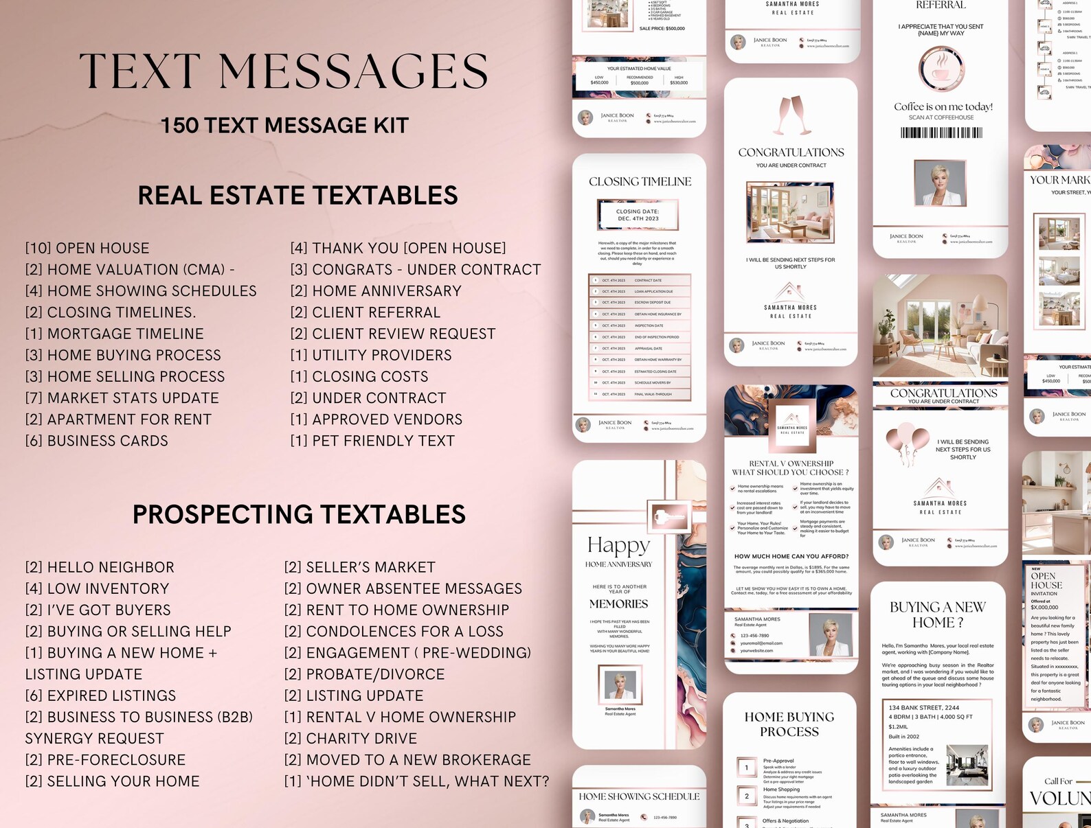 Rose Gold Real Estate Marketing Kit: Social Media Templates (canva) - Etsy