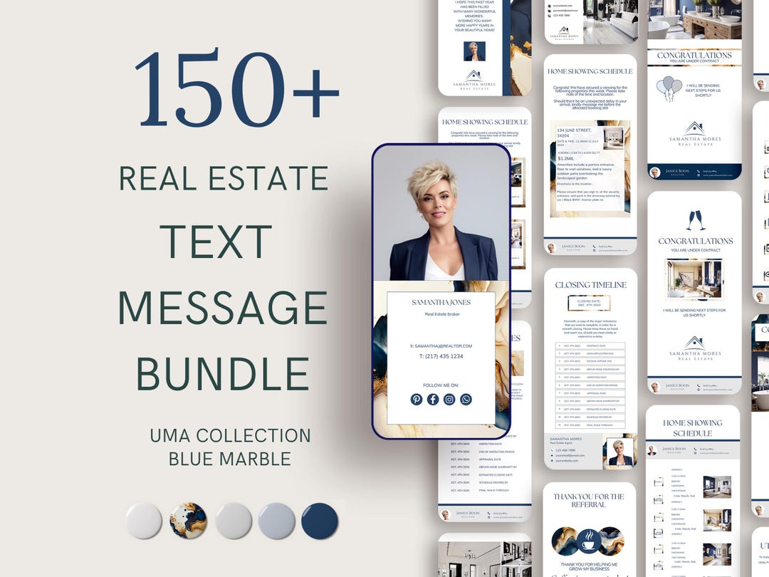 150+ Real Estate Text Message Templates: Canva Realtor Marketing ...
