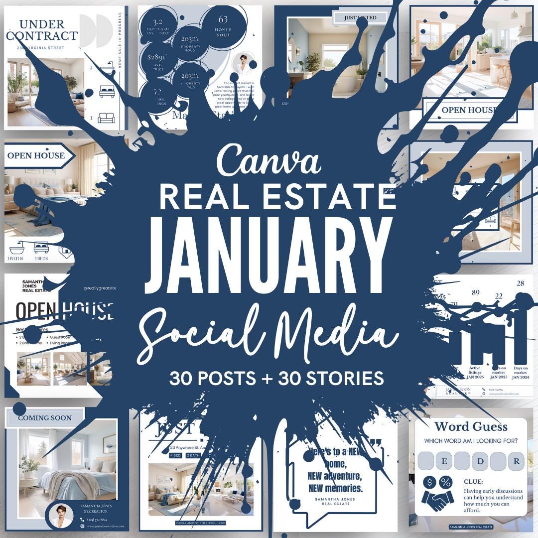 January Real Estate Social Media Templates: Canva Realtor Posts - Etsy