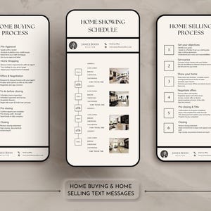 150+ Real Estate Text Message Templates: Beige & Black Canva Realtor ...