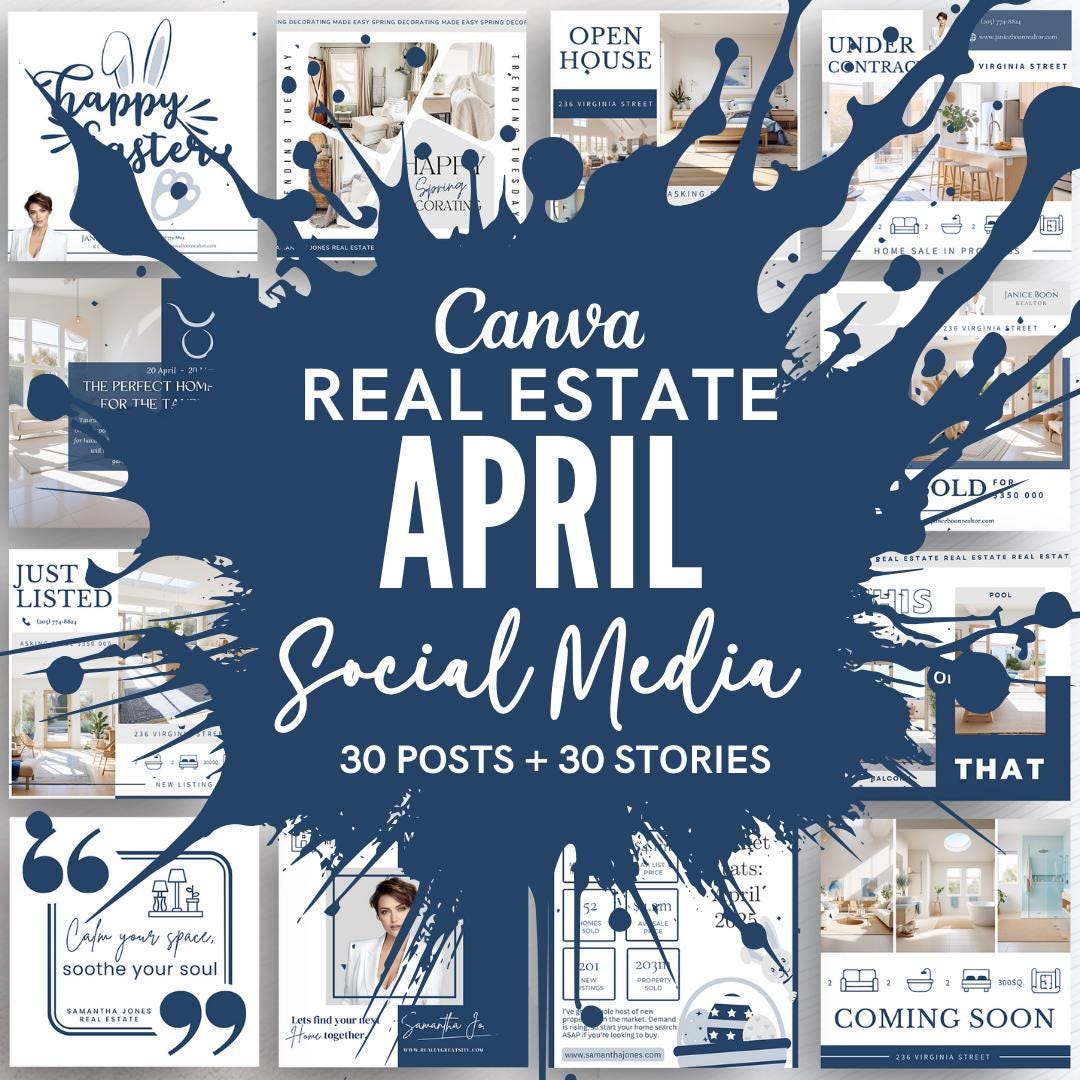 April Real Estate Social Media Canva Templates: Realtor Marketing - Etsy