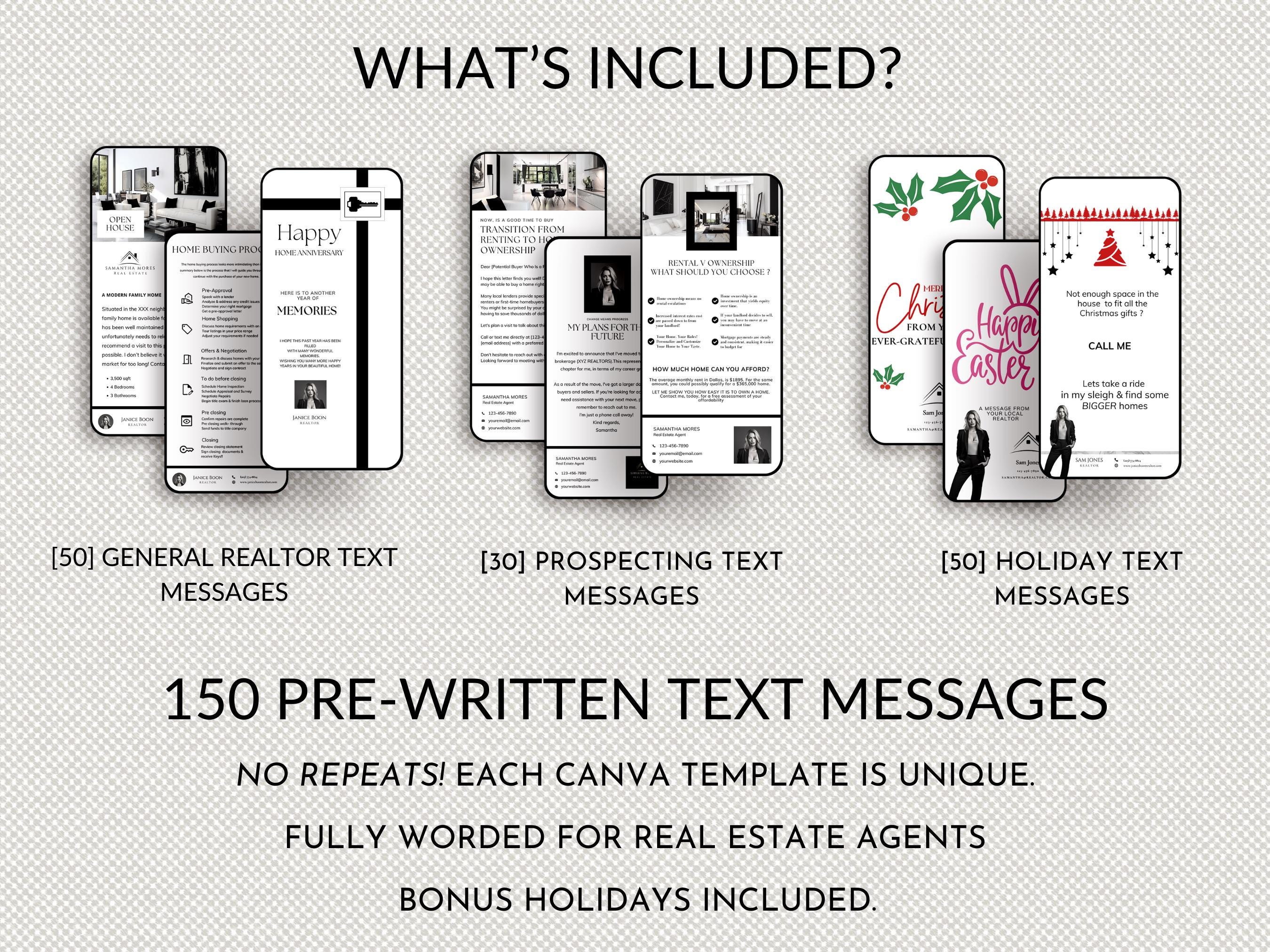 Real Estate Text Message Templates: 150+ Agent Marketing (canva) - Etsy