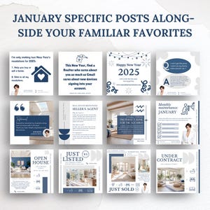 January Real Estate Social Media Templates: Canva Realtor Posts - Etsy