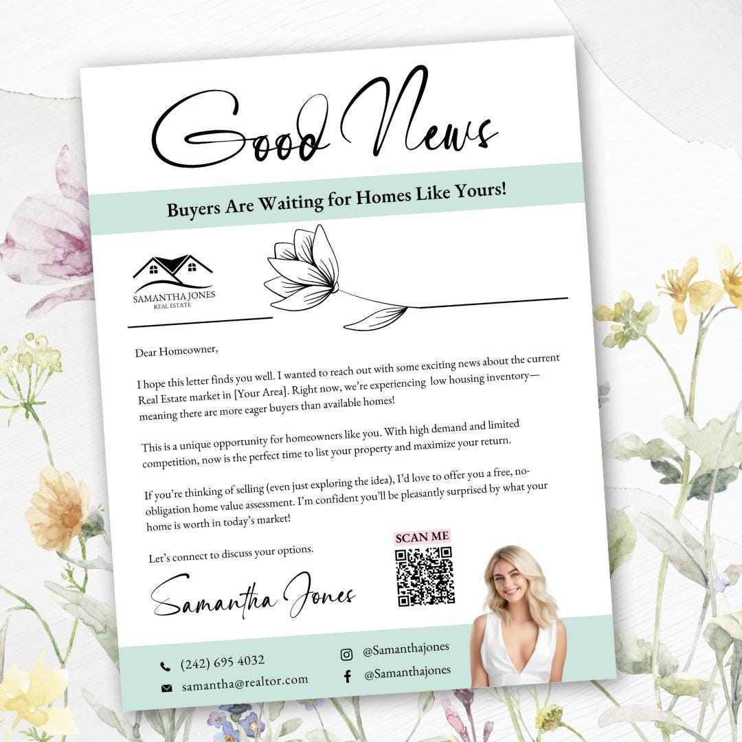 Spring Real Estate Prospecting Letter: Ola Collection Canva Template - Etsy