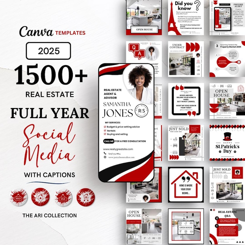 Red Real Estate Instagram Templates for New Real Estate Agents, Full ...