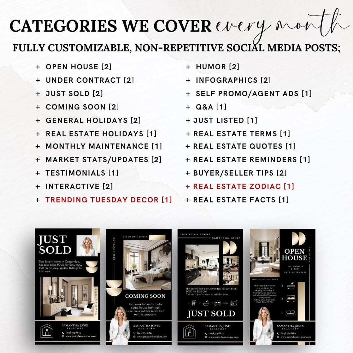 January Real Estate Social Media Template: Gold & Black Canva Realtor ...