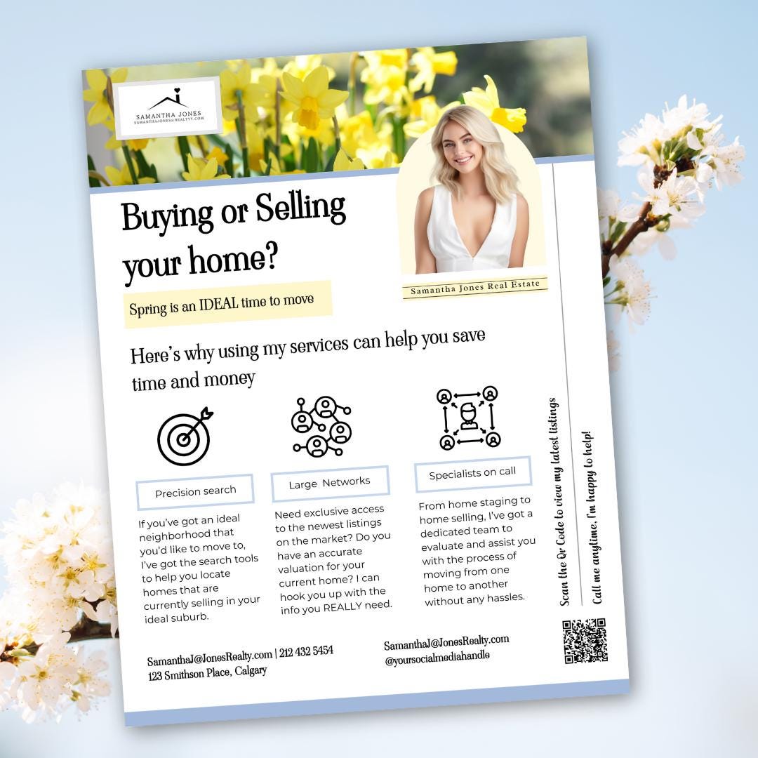 Spring Real Estate Flyer Template: Home Buying & Selling (canva) - Etsy
