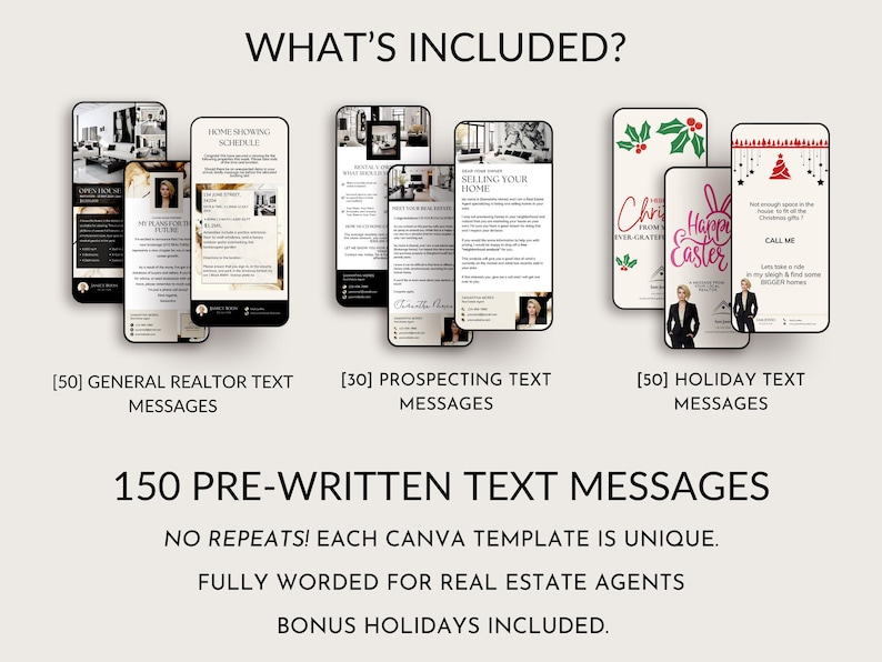 Real Estate Text Templates: Realtor Mobile Marketing Kit (canva) - Etsy