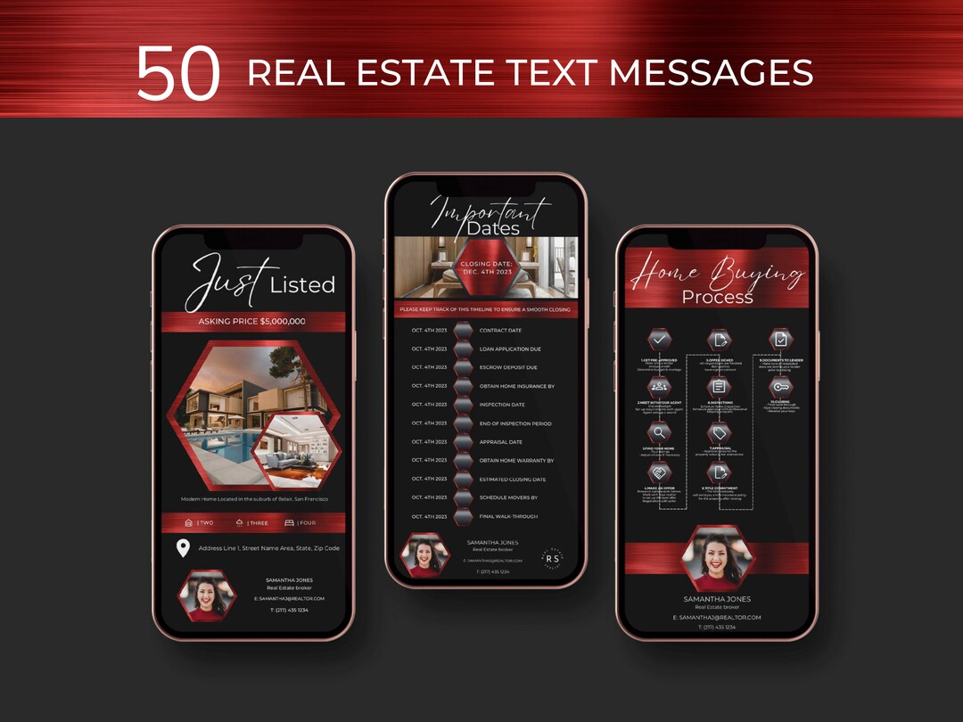 Textable Bundle, Red Real Estate,marketing,digital Business Card ...