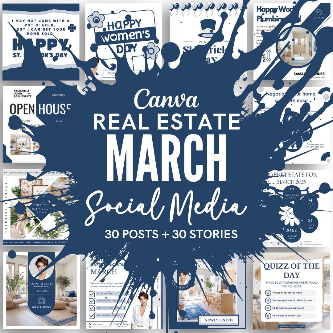Real Estate Social Media Posts for March 2025, Spring Realtor Marketing ...