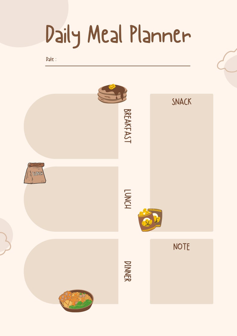 Meal Planner Printable | Daily Food Journal, Grocery List, Meal Prep ...