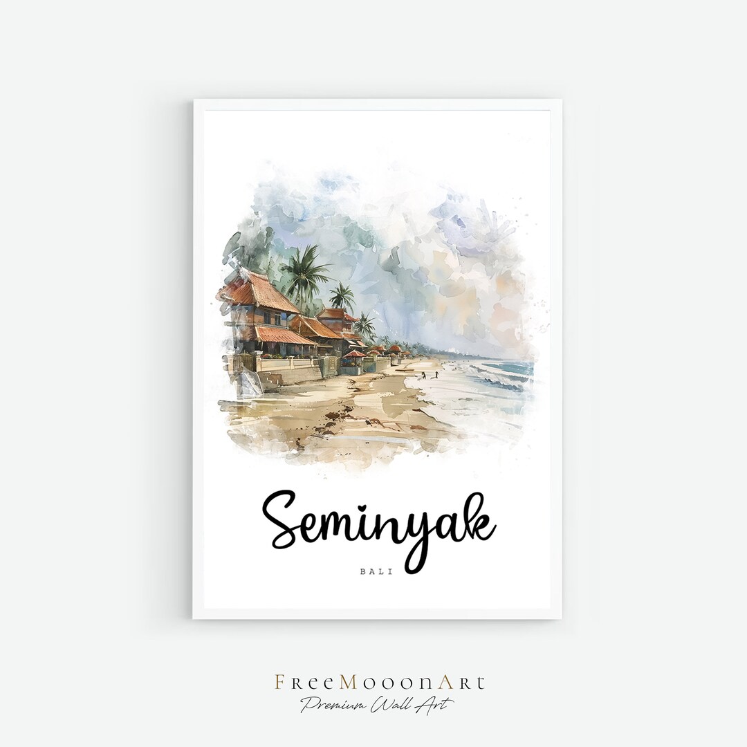 Seminyak Bali Travel Poster, Bali Art Print, Bali Wall Art, Travel ...