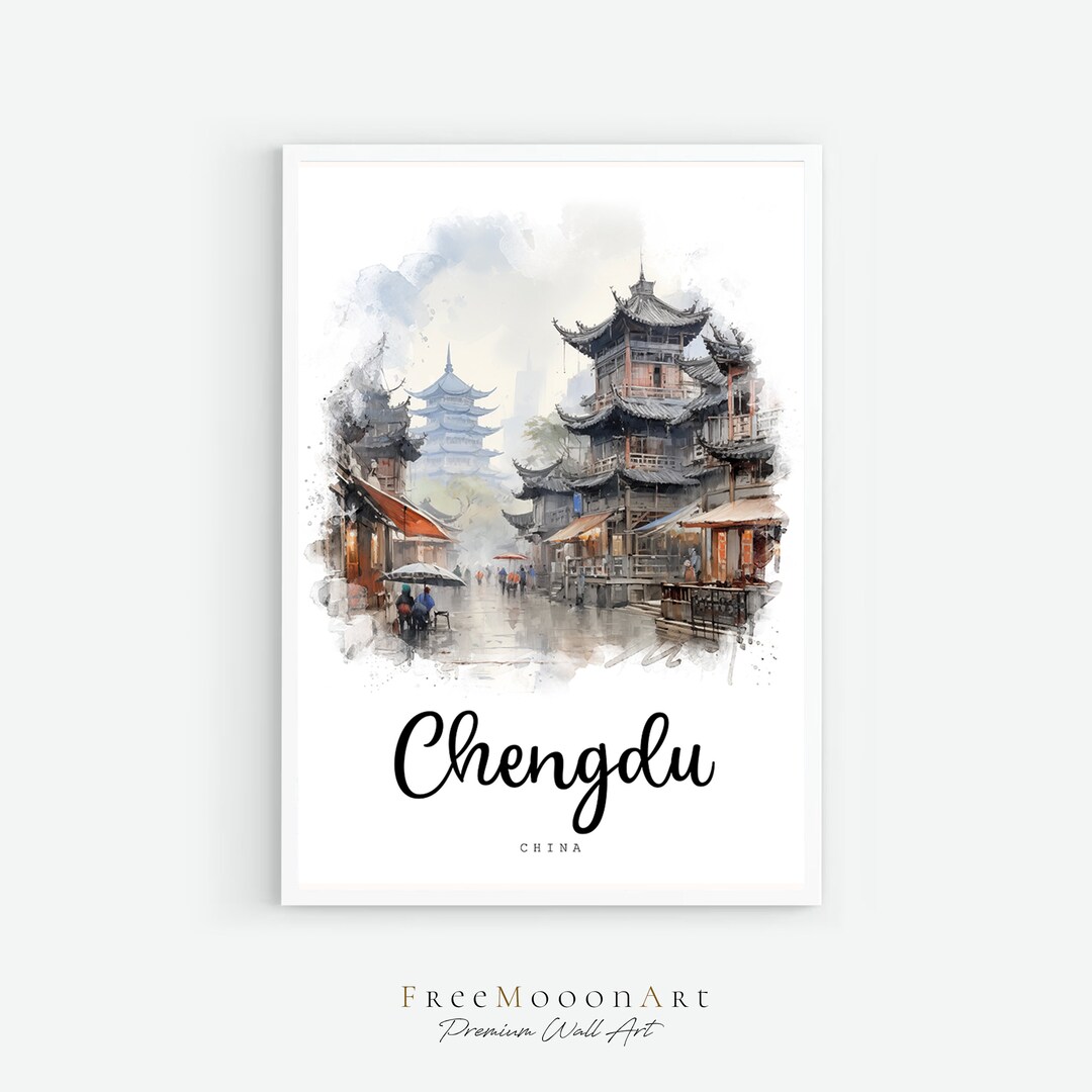 Chengdu China Travel Poster, Chengdu City Print, China Wall Art Prints ...