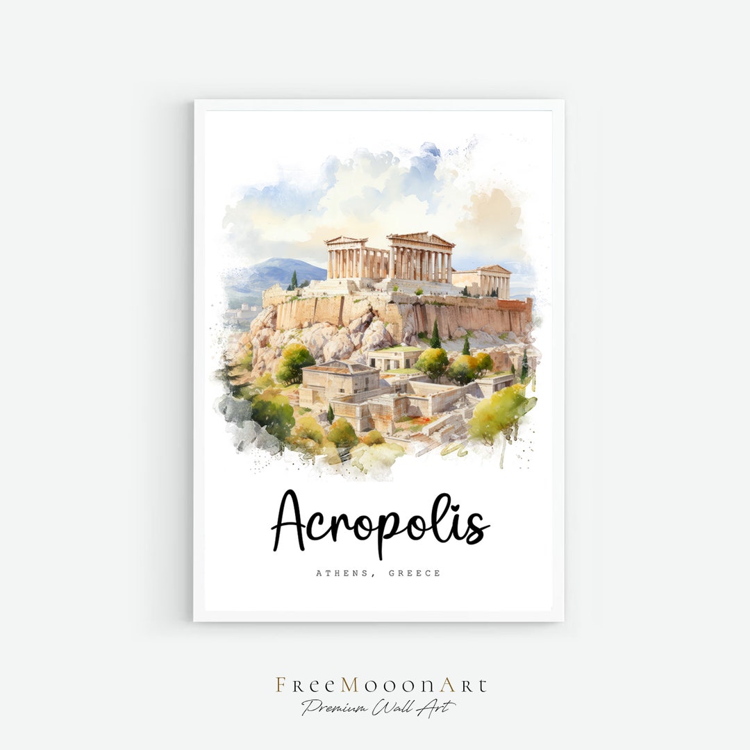 Acropolis of Athens Greece Travel Poster, Athens City Print, Greece ...