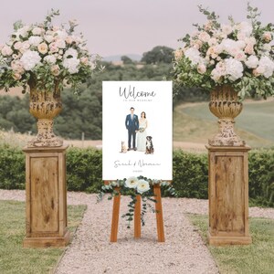 Wedding Welcome Sign: Couples Portrait From Photo, Watercolor Painting ...