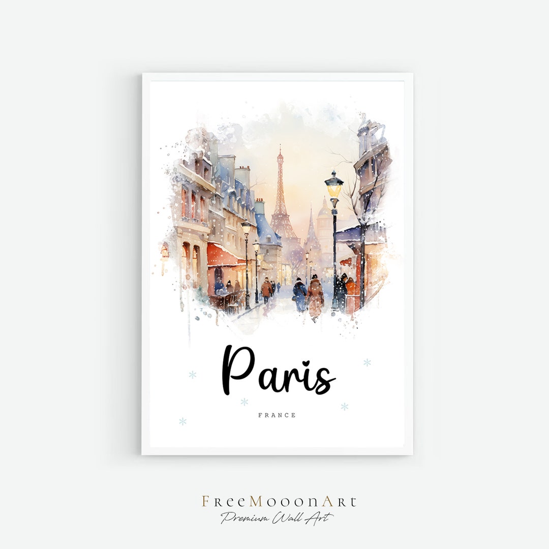Paris France Watercolor Painting Travel Poster - Etsy
