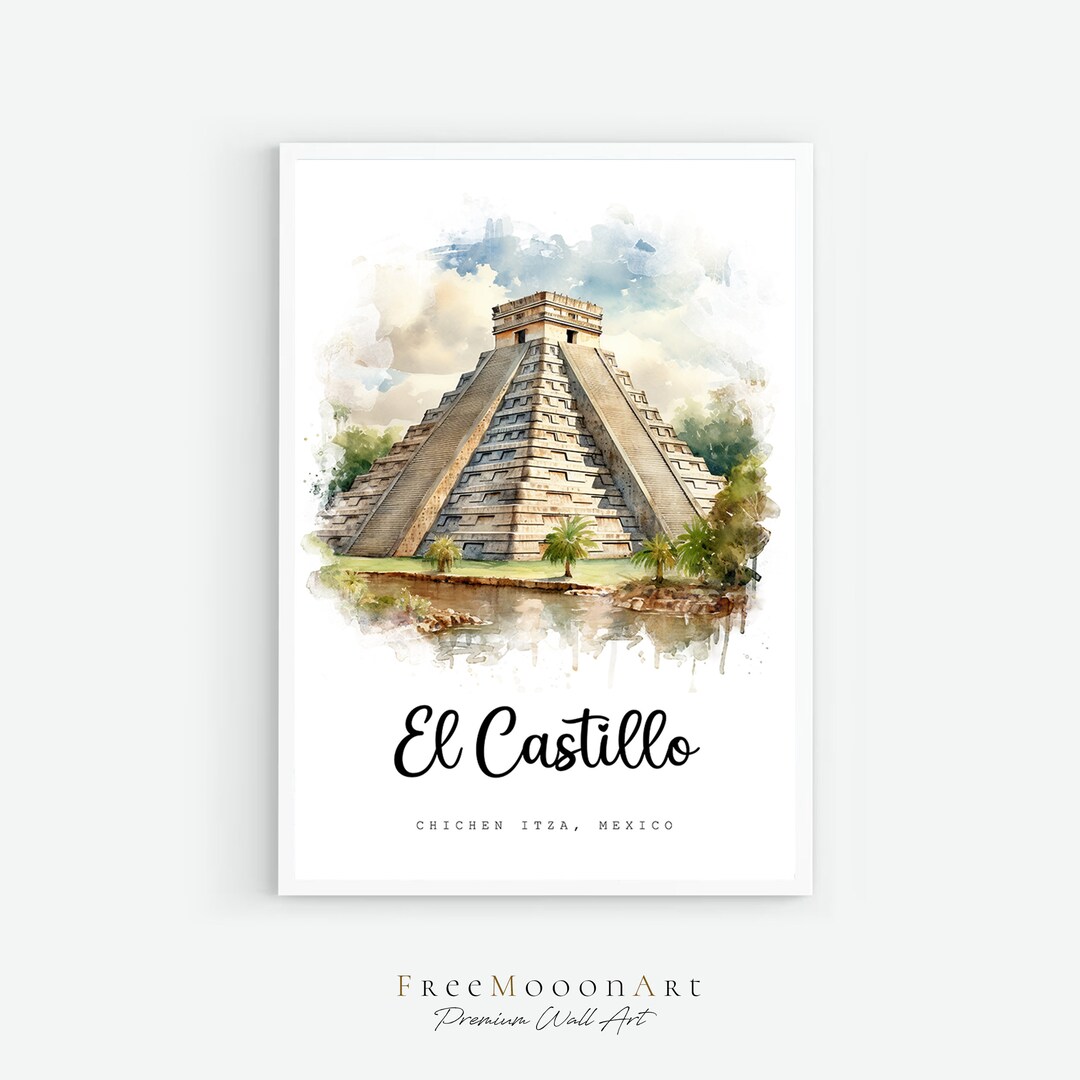 El Castillo Chichen Itza, Mexico Travel Poster, Mexico Print, Wall Art ...