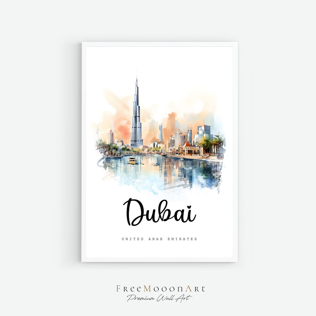 Dubai United Arab Emirates Travel Poster, Dubai City Print, Wall Art ...